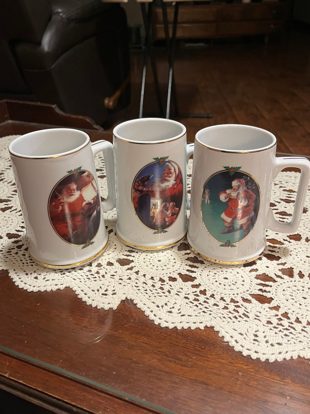 Coca-cola Santa Mug Set of 3 - Etsy