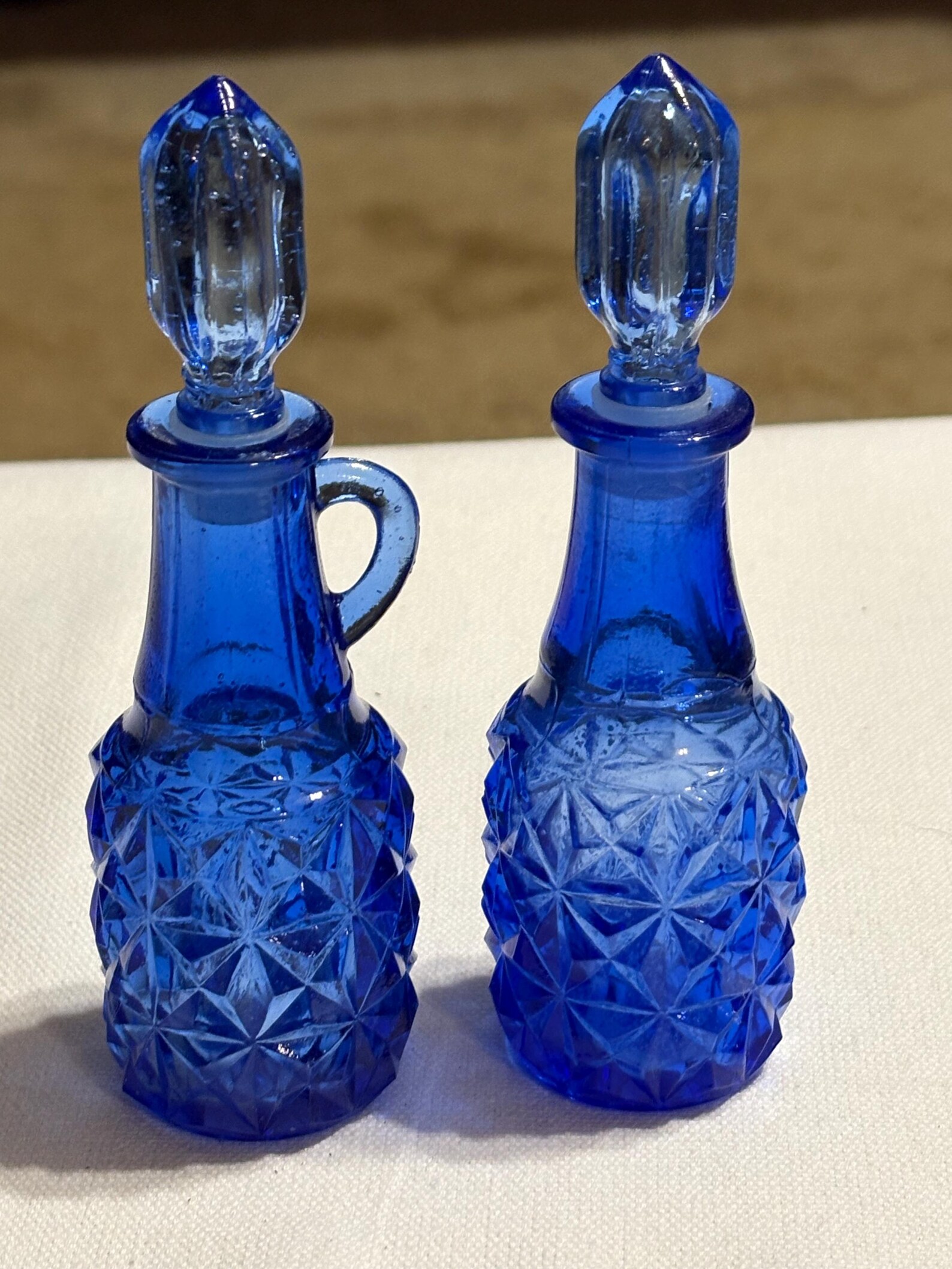 Diamond Shaped Blue Small Decanters - Set of 2 - Etsy