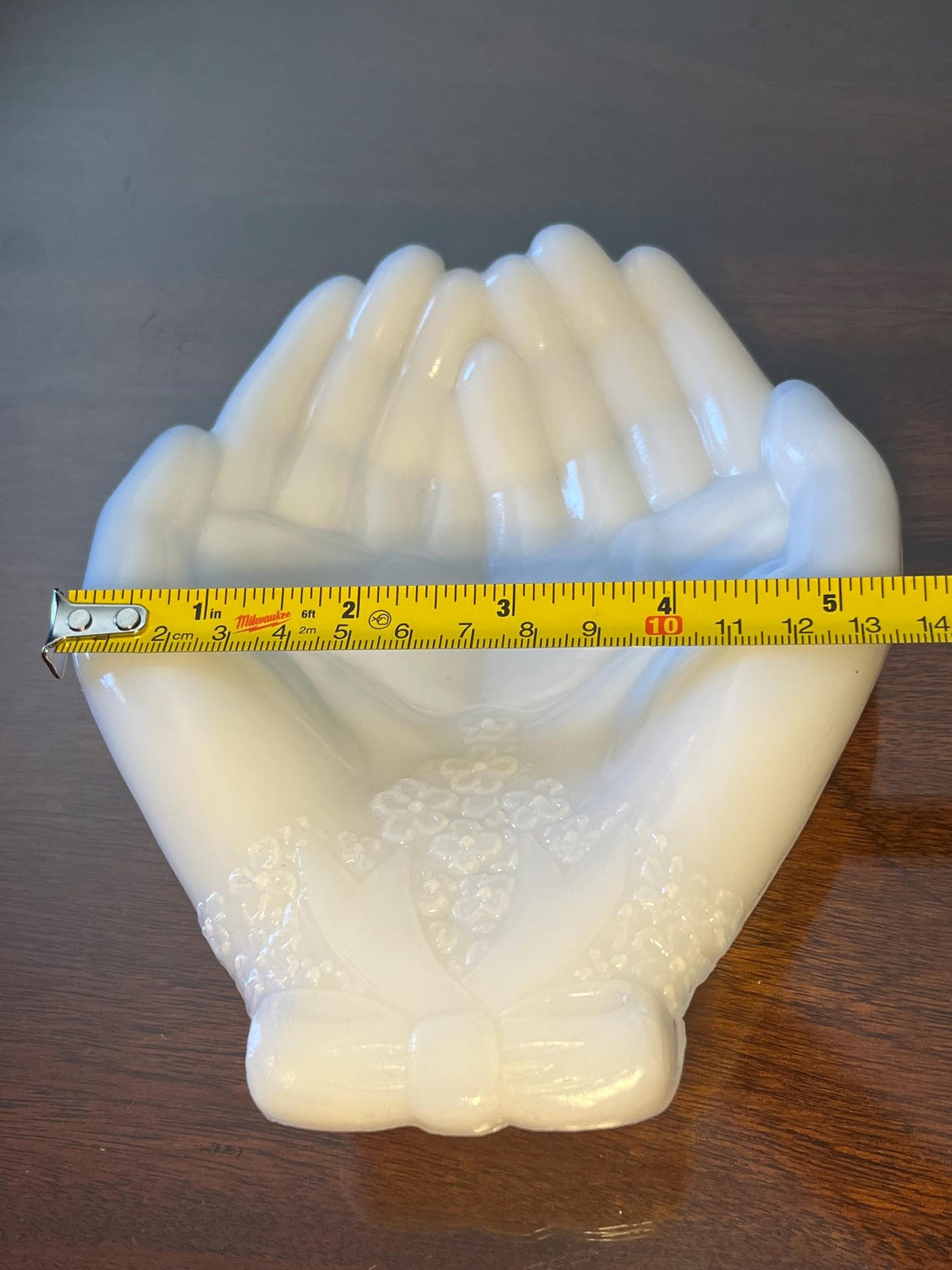 White Milk Glass Open Hands With Flowers by Westmoreland - Etsy