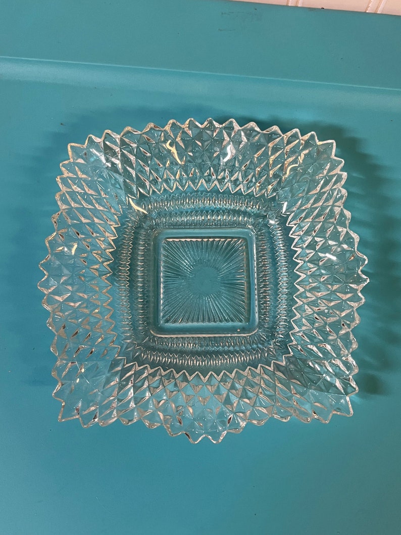 Federal Glass Diamond Patterned Pressed Glass Dish - Etsy