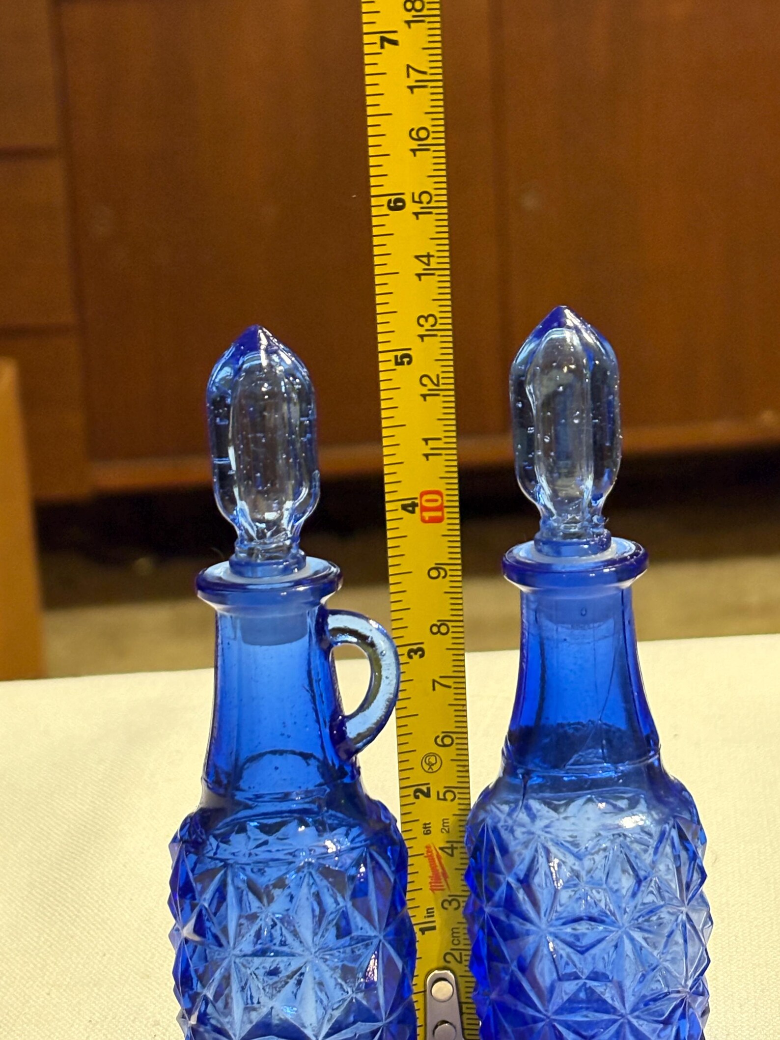 Diamond Shaped Blue Small Decanters - Set of 2 - Etsy