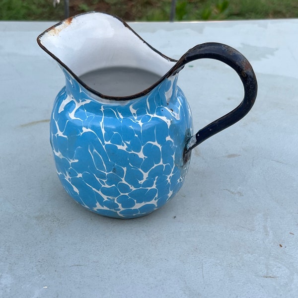 White Enamel Pitcher - Etsy