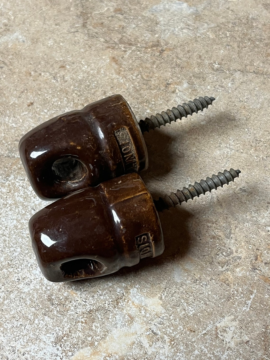 Vintage Set of Two Ceramic Brown Insulators From Illinois - Etsy