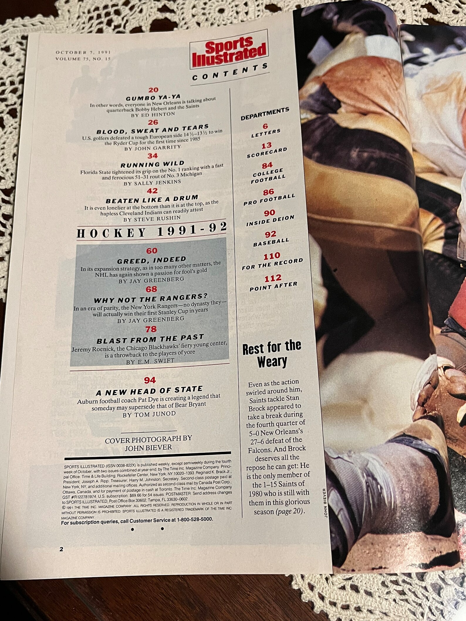 Sports Illustrated October 7, 1991 Saints Alive! Local Bobby Hebert ...