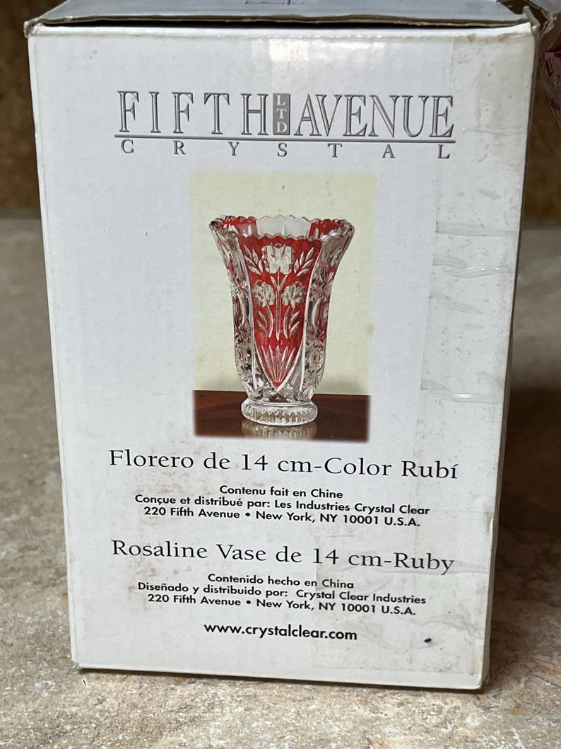 Fifth Avenue Crystal 'rosaline' Ruby Red and Clear Vase - Etsy