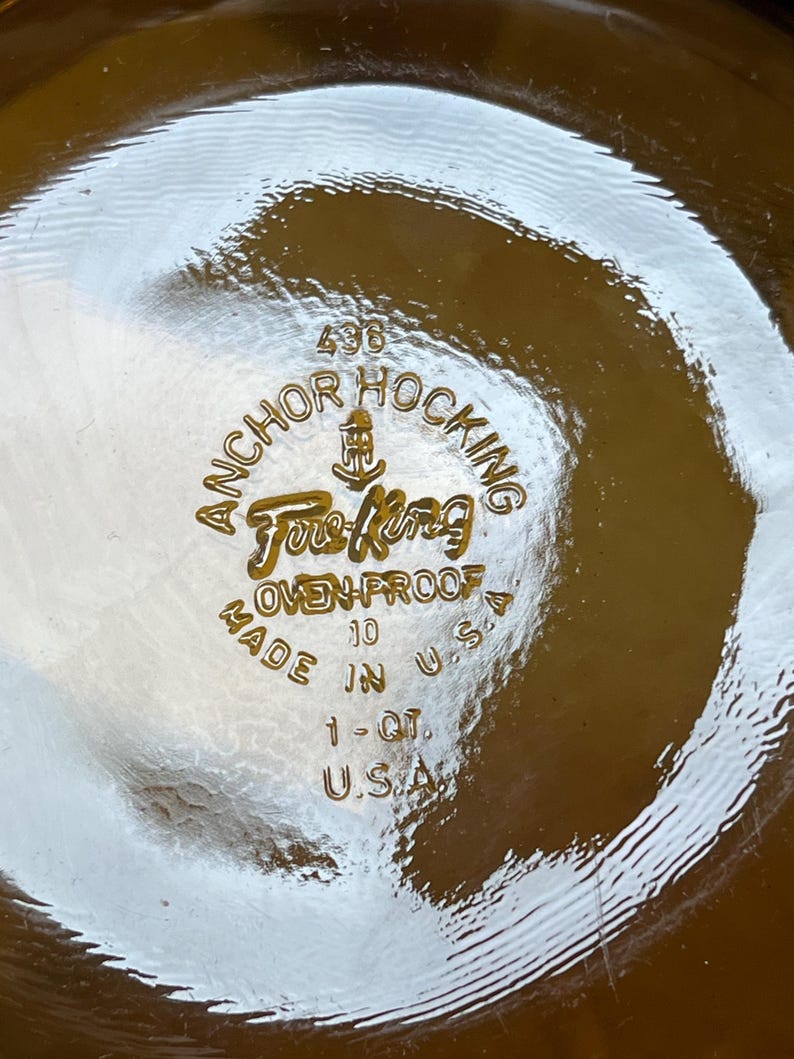 Anchor Hocking Amber/brown Fire King Oven Proof 1 Qt. Round Dish With ...