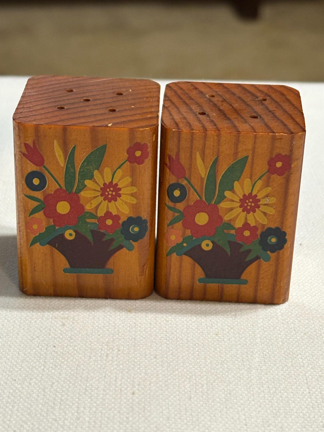 Wooden Block Hand Painted Salt & Pepper Shakers - Etsy