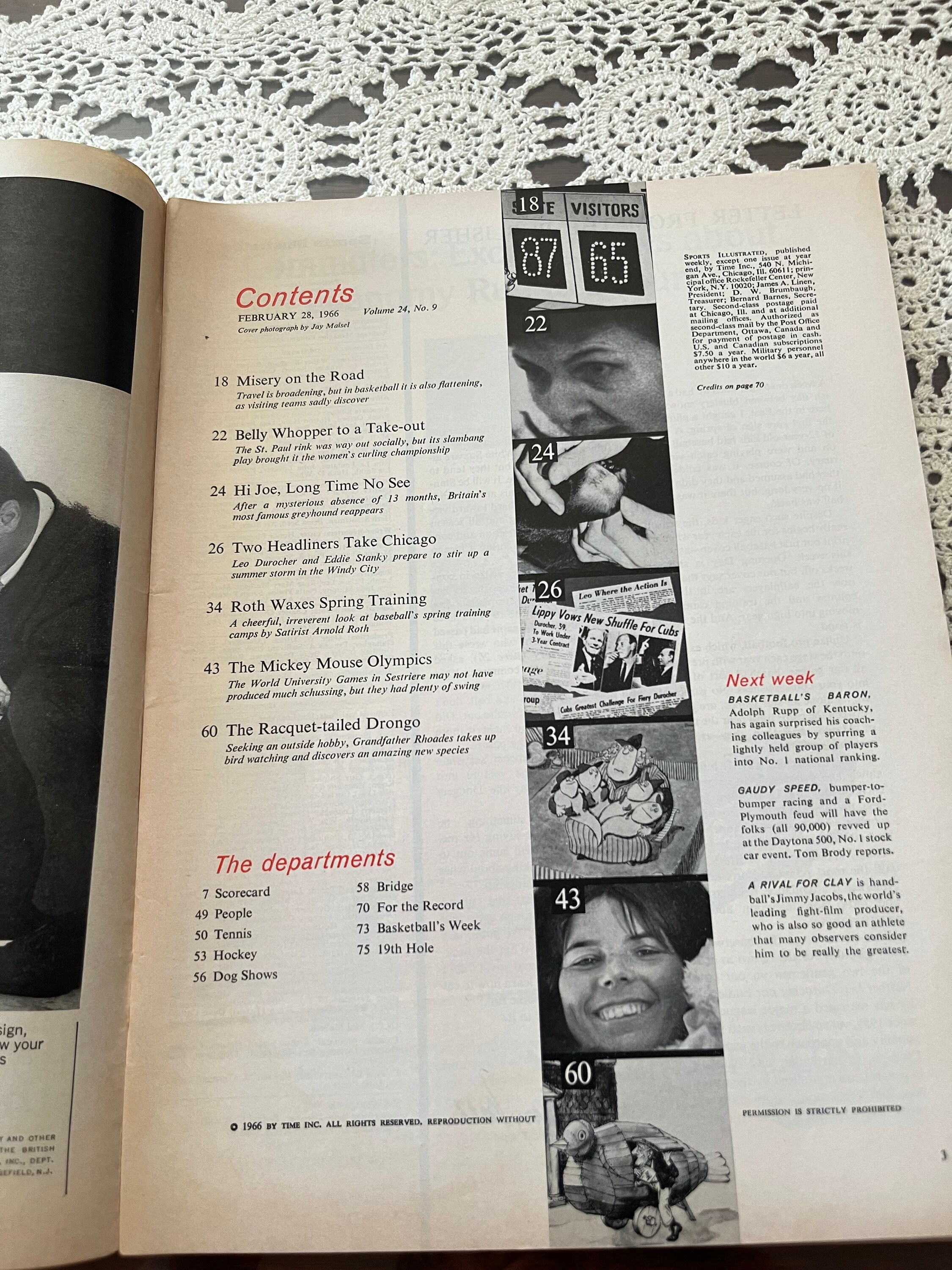 Sports Illustrated February 28, 1966 Magazine / the Lip and the Brat Invade Chicago - Etsy