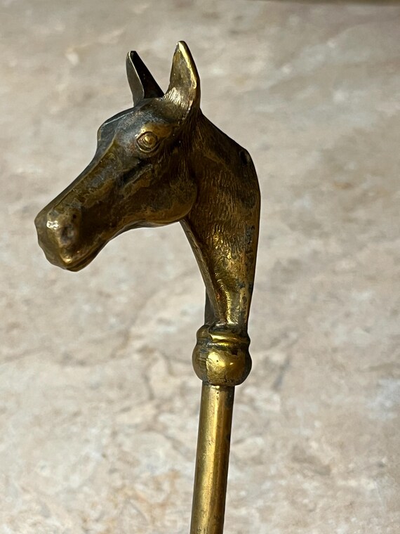 Vintage Brass Horse Head Cane Tip - Gem