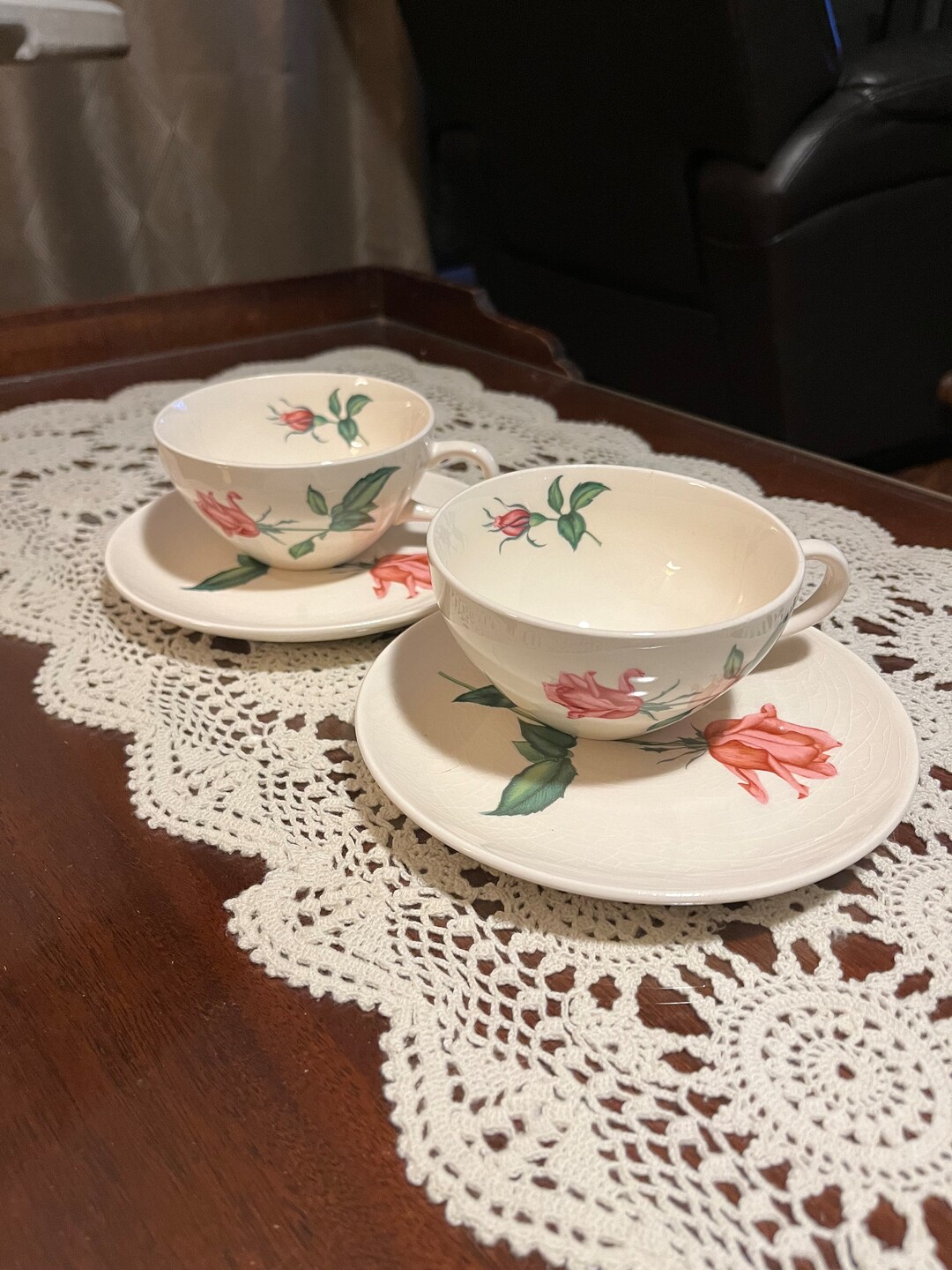 Harmony House Betsy Rose Tea Cup and Saucers, Set of 2 - Etsy