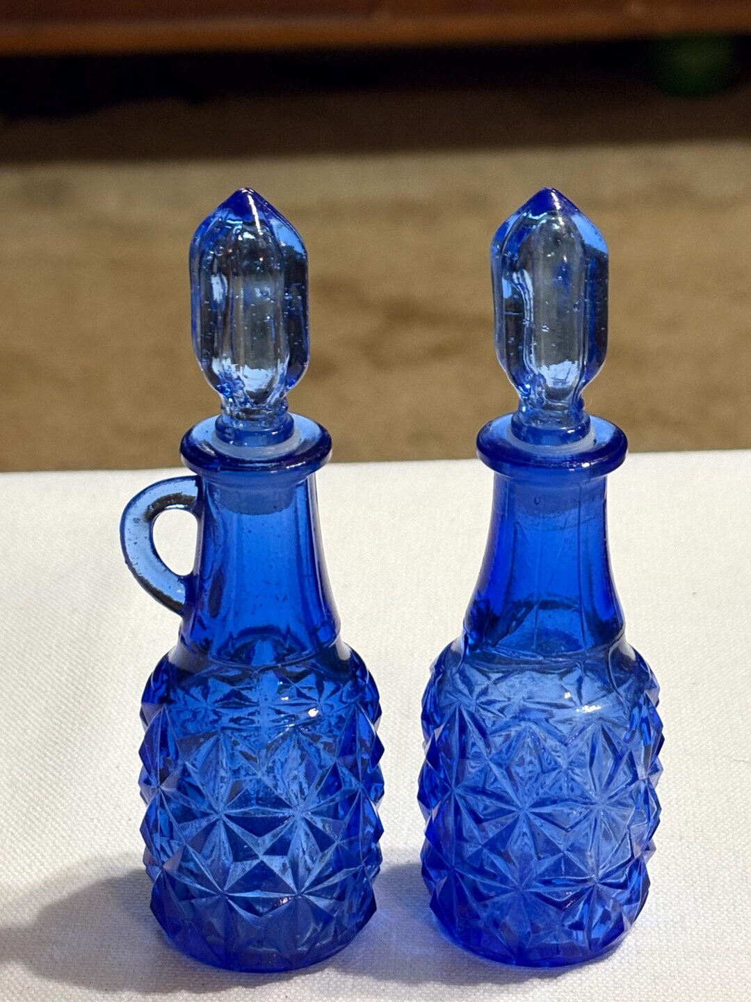 Diamond Shaped Blue Small Decanters - Set of 2 - Etsy