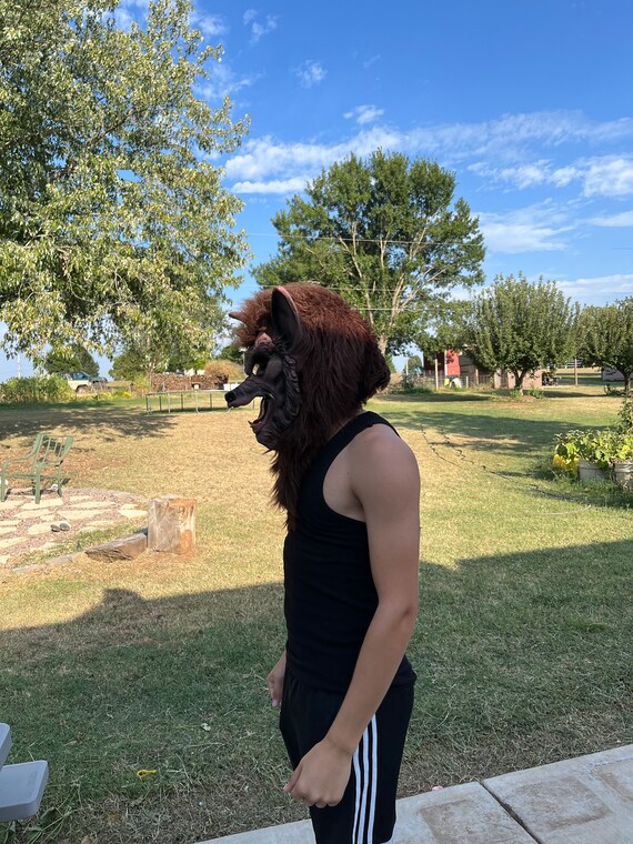 Brown Werewolf Overhead Full Mask - Gem