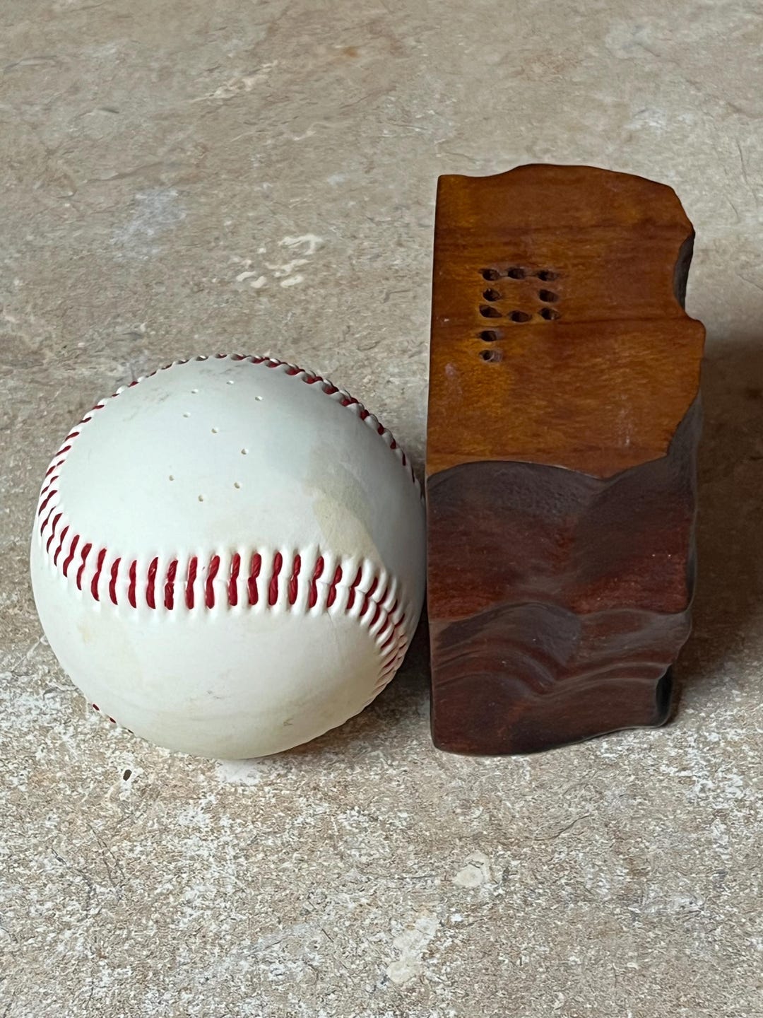 Baseball and Wooden Block Salt & Pepper Shakers - Etsy
