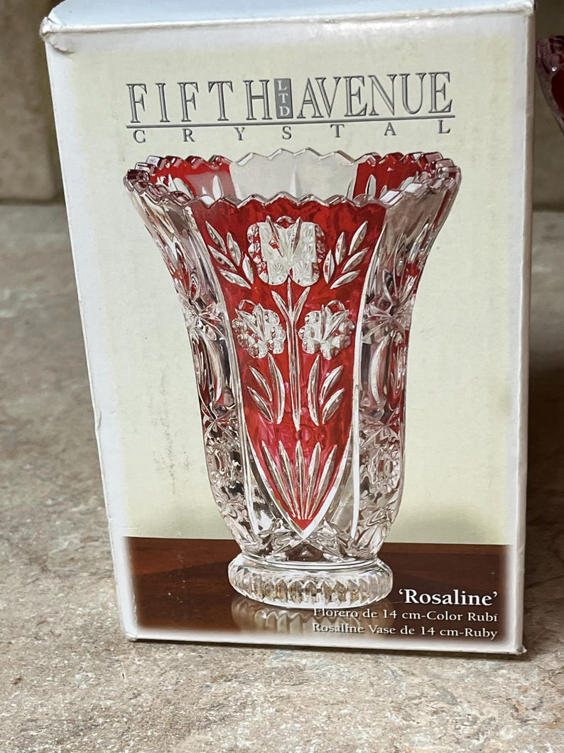Fifth Avenue Crystal 'rosaline' Ruby Red and Clear Vase - Etsy