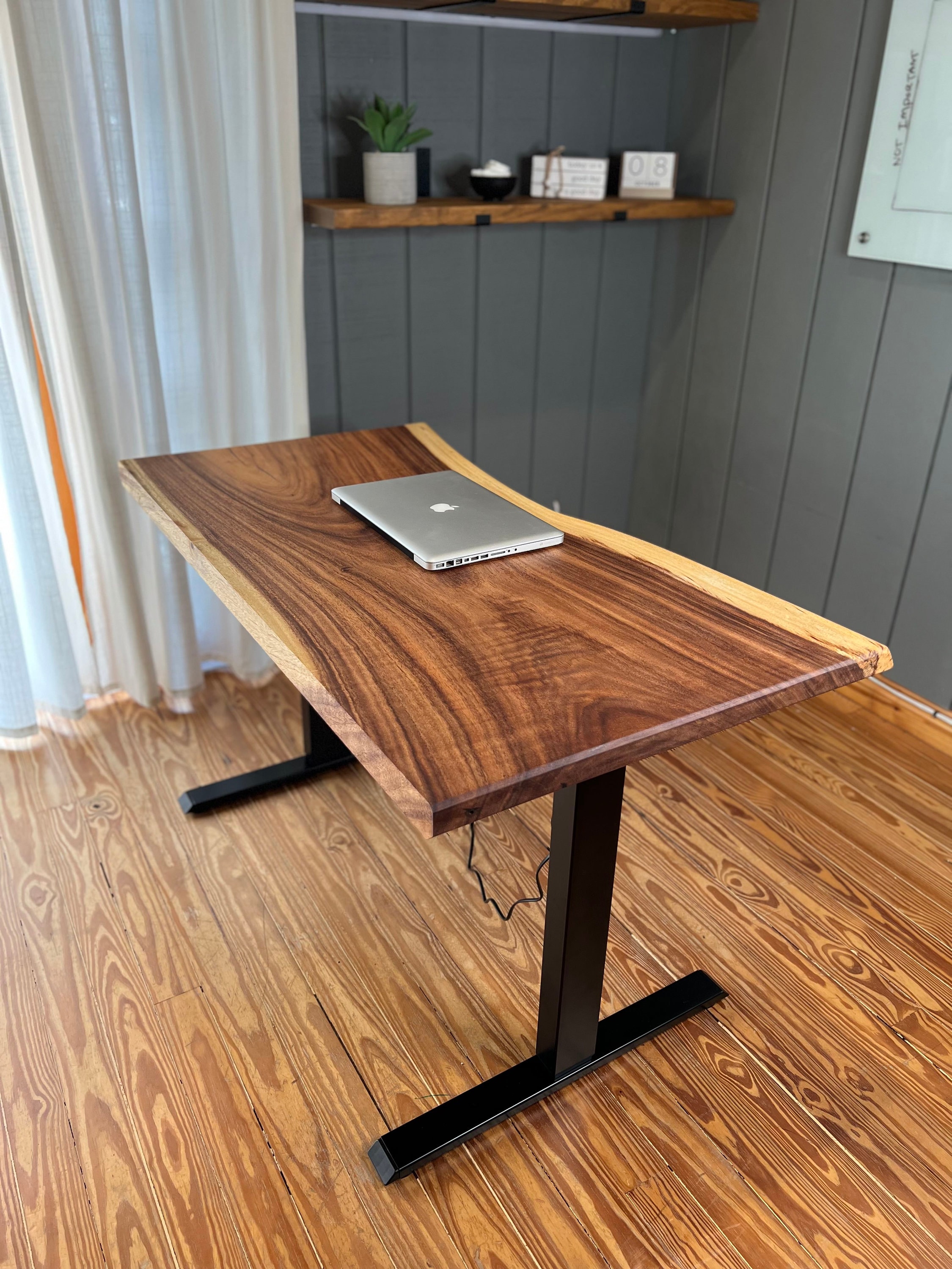 Custom Live Edge Adjustable Height Sit/stand Desk - Etsy