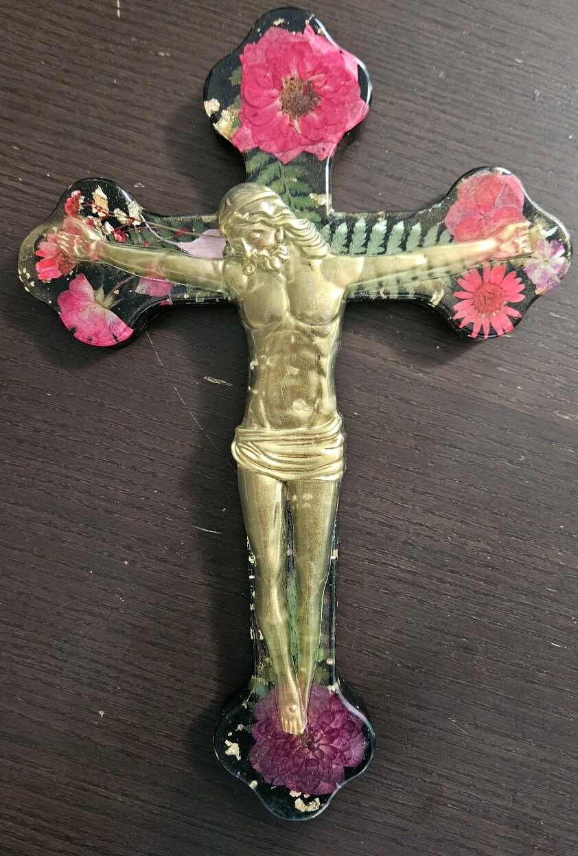 Custom Floral Jesus Christ Crucifix Cross Wall Hanging - Etsy