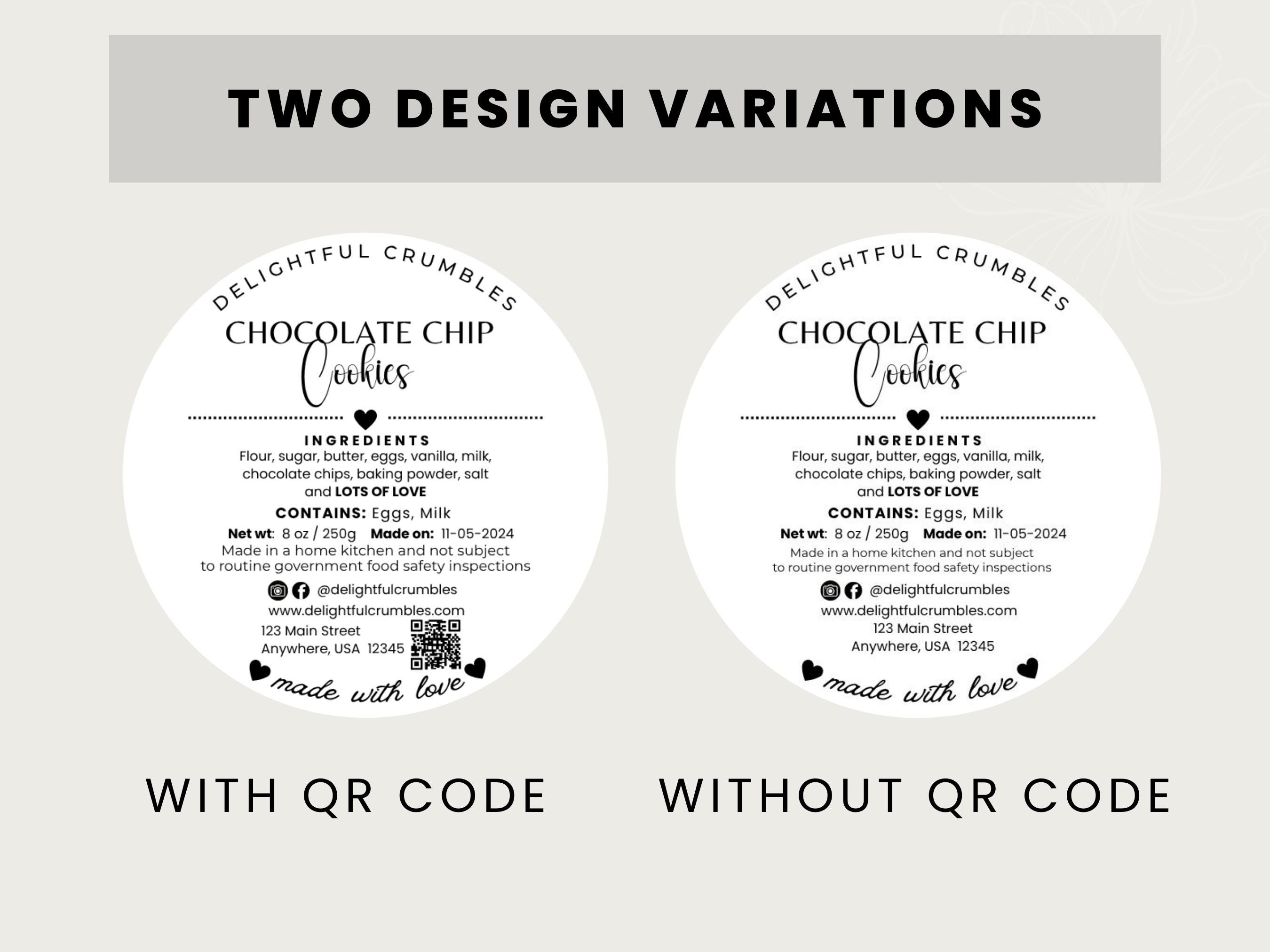 Cottage Food Label for Home Bakery Ingredient Template for Baked Goods ...