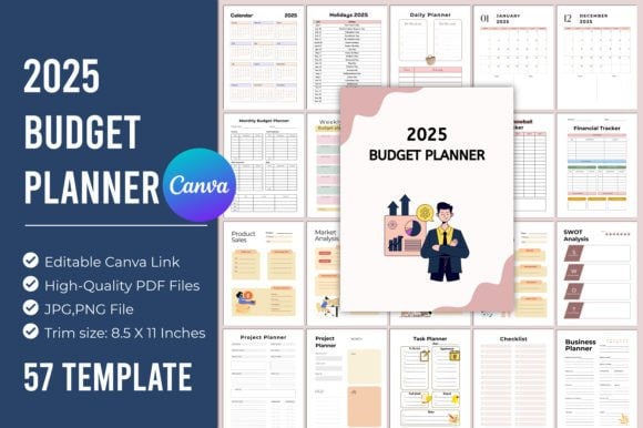 2025 Budget Planner Canva Template, Planner 2025, Digital Download ...