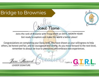 Girl Scout Bridge to Juniors Certificate | 2 per Page | Editable ...