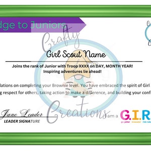 Girl Scout Bridge to Juniors Certificate | 2 per Page | Editable ...