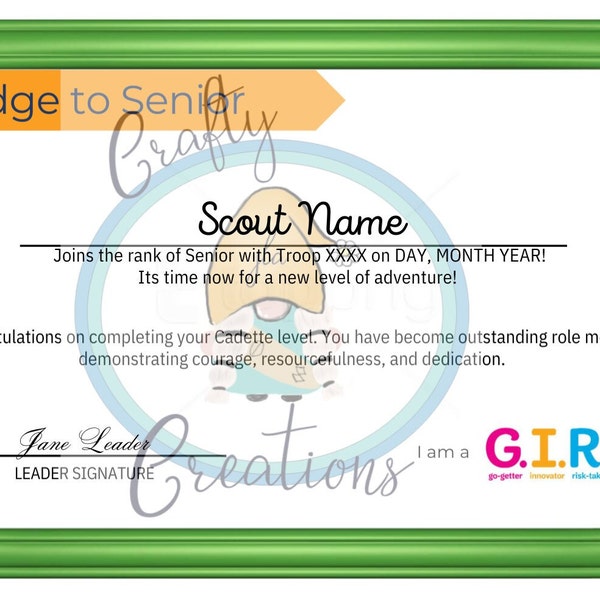 Girl Scout Bridging Certificate - Etsy
