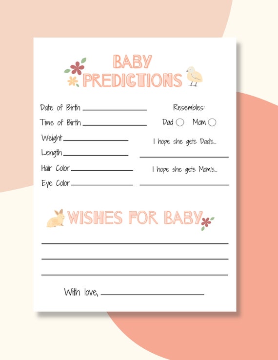 Printable Baby Predictions and Wishes Card Template Digital - Etsy