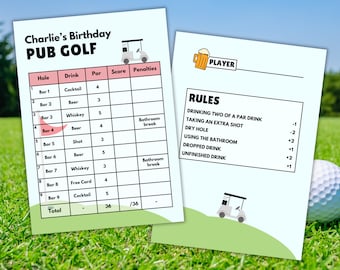 Classic-golf Style Pub Golf Scorecard Printable Template, Bachelor ...