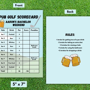 Printable Pub Golf Scorecard Template Bachelor Party - Etsy Australia
