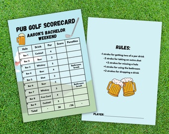 Editable Bar Golf Crawl Scorecard Blank Canva Template Printable Pub ...