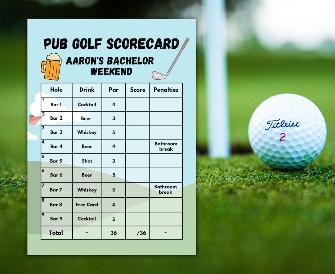 Printable Pub Golf Scorecard Template, Bachelor Party, Customizable ...
