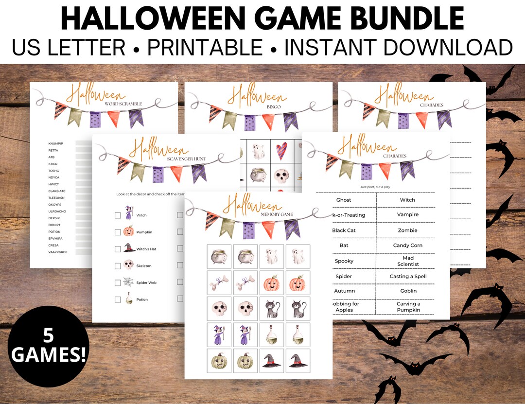Halloween Game Bundle | Memory Game | Bingo | Word Scramble | Scavenger ...
