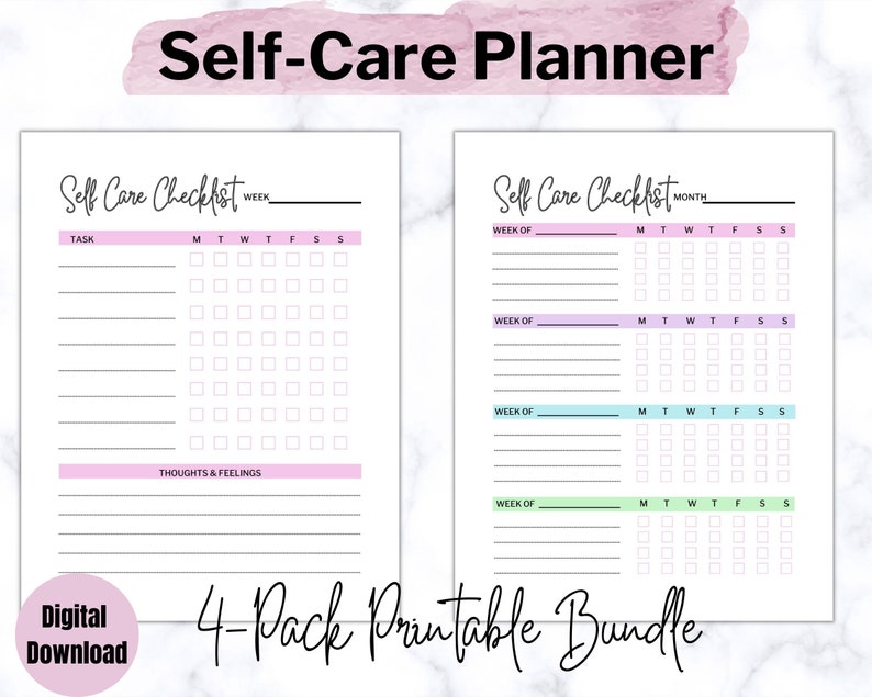 Self Care Planner Printable, Mindful Wellness Daily Planner, Mental ...