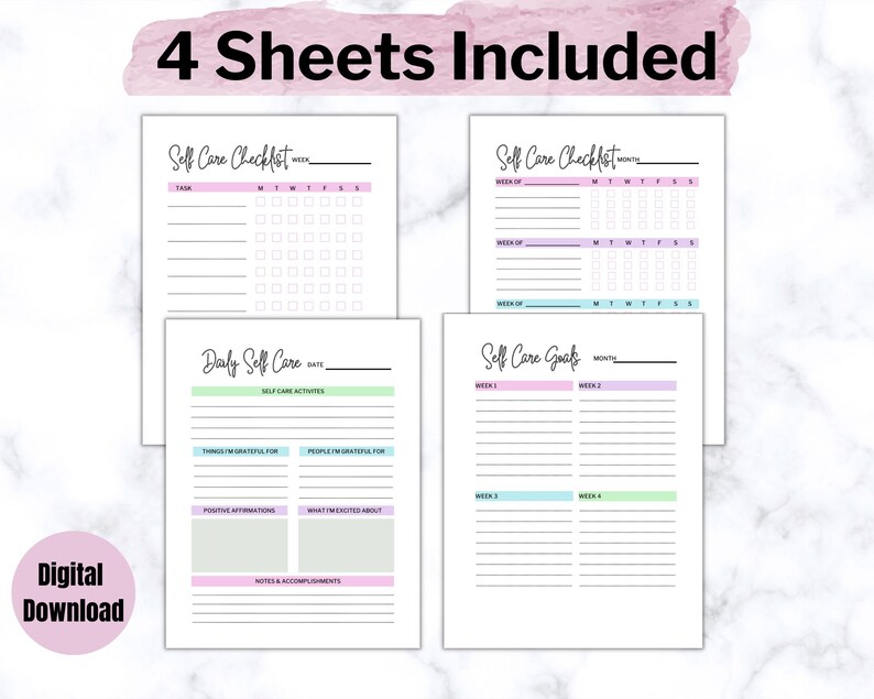 Self Care Planner Printable, Mindful Wellness Daily Planner, Mental ...