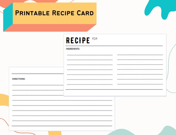 Minimalist Printable Recipe Card Instant Download 3x5 - Etsy