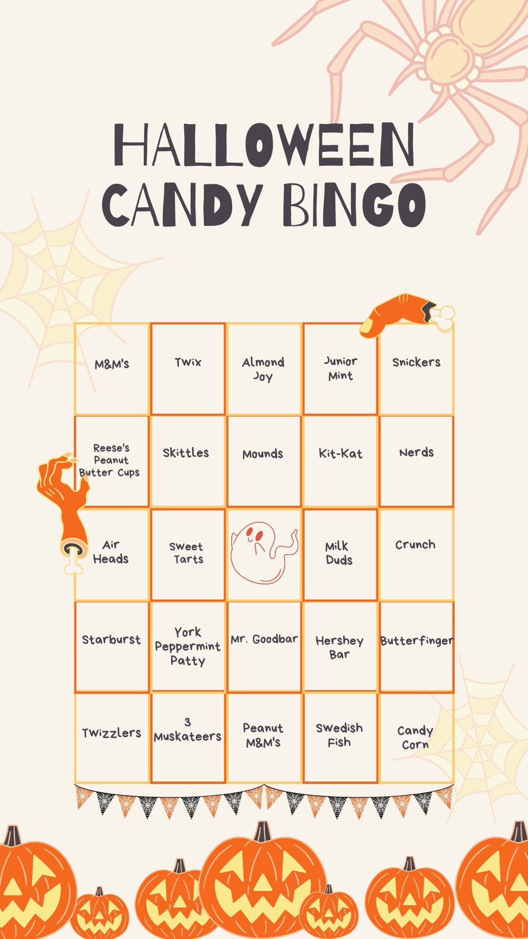 Halloween Candy Bingo - Etsy