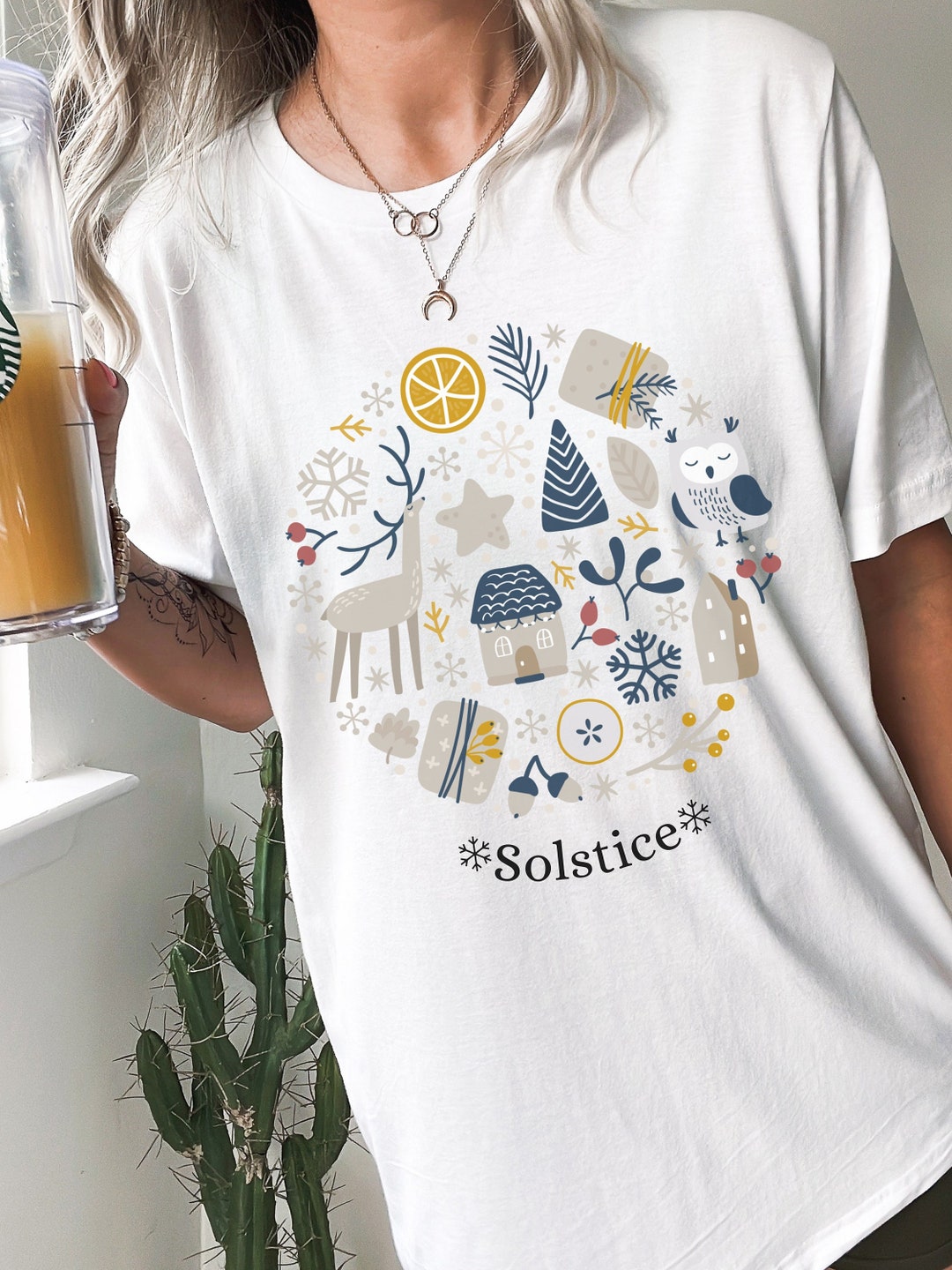 Winter Witch Tee, Winter Solstice Christmas T-shirt, Mystical Nordic ...