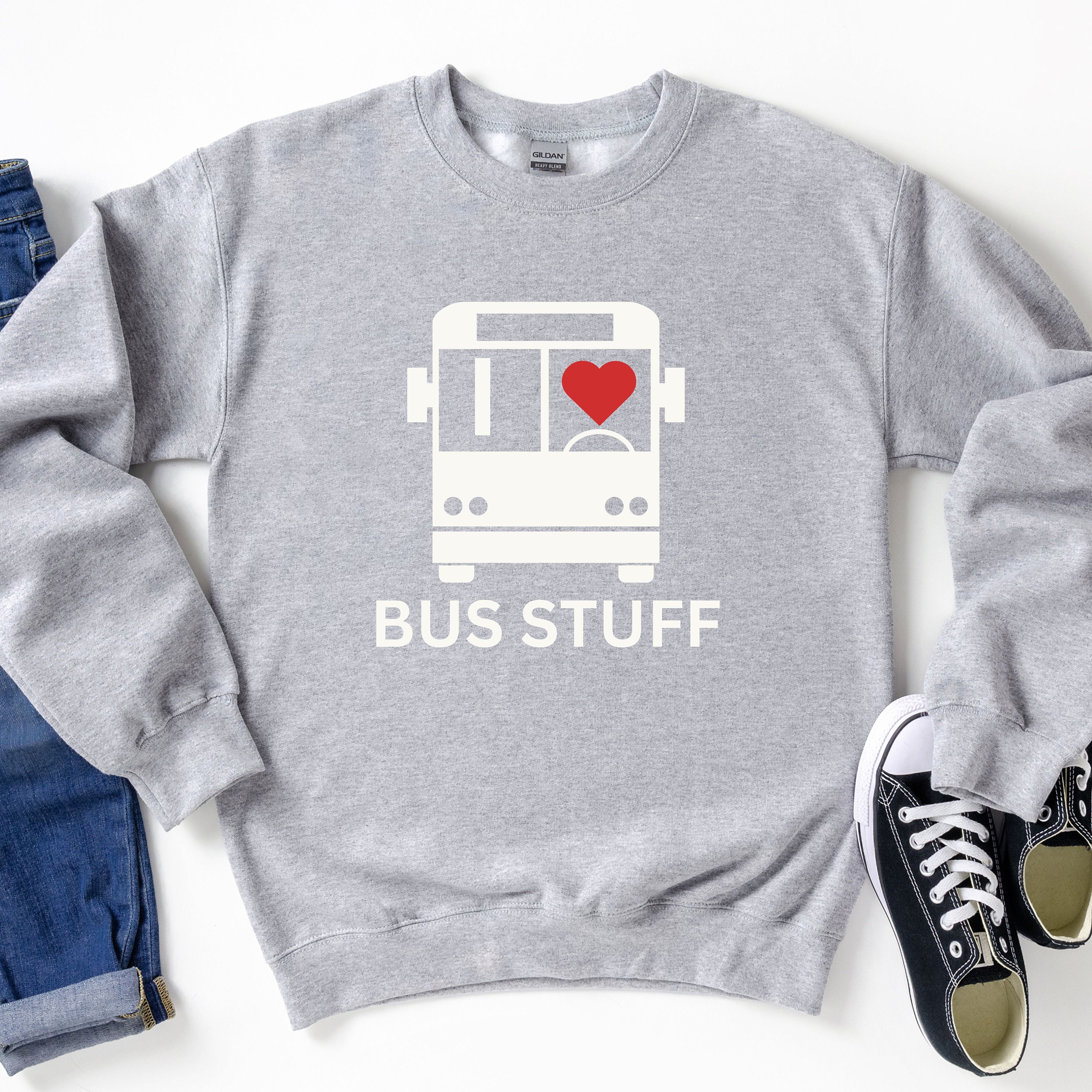 I Heart Bus Stuff, Skoolie Sweatshirt, Bus Conversion Sweater, Bus ...