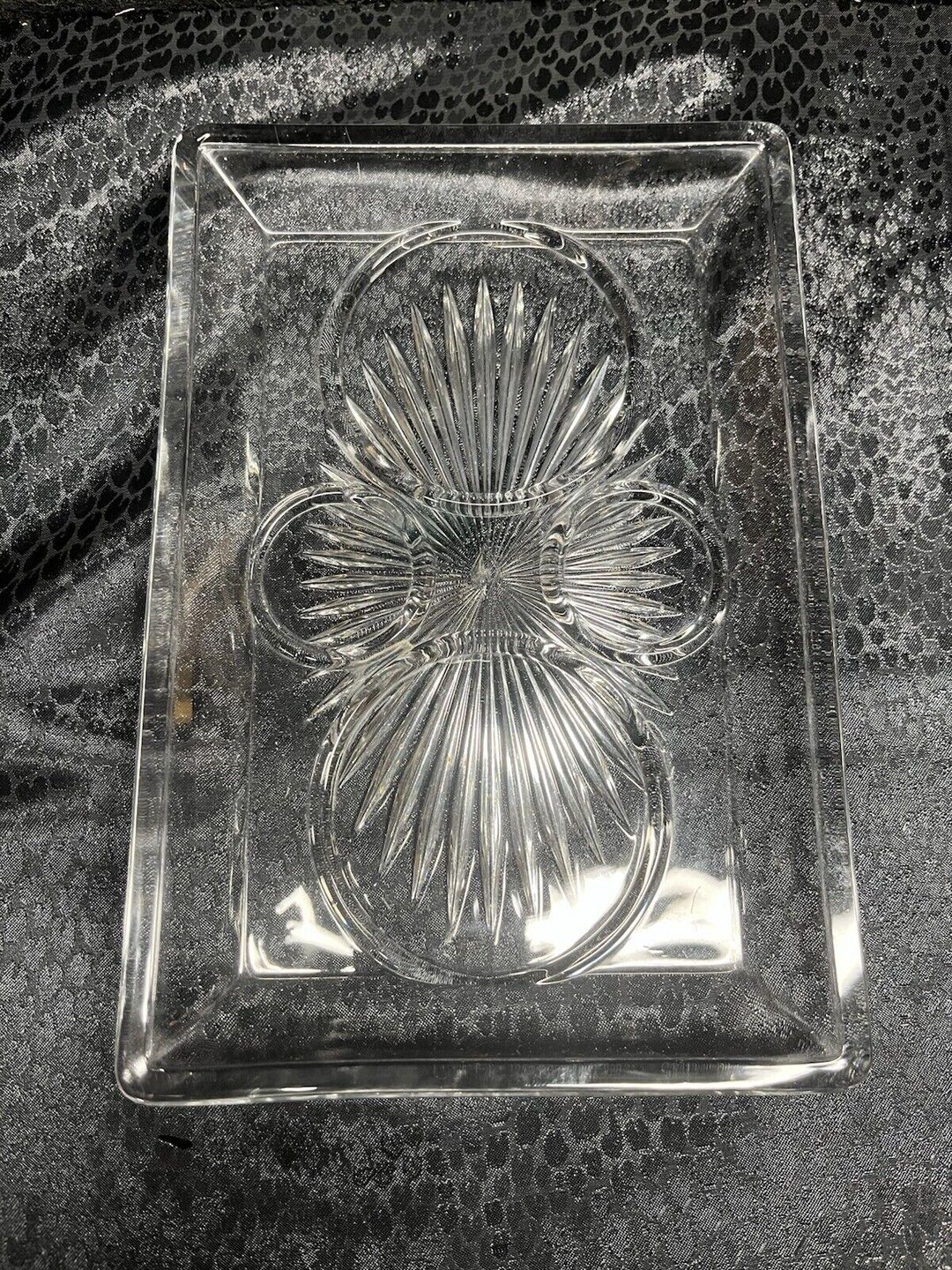 Vintage Heisey Clear Glass Salt and Pepper Condiment Tray Mid Century ...