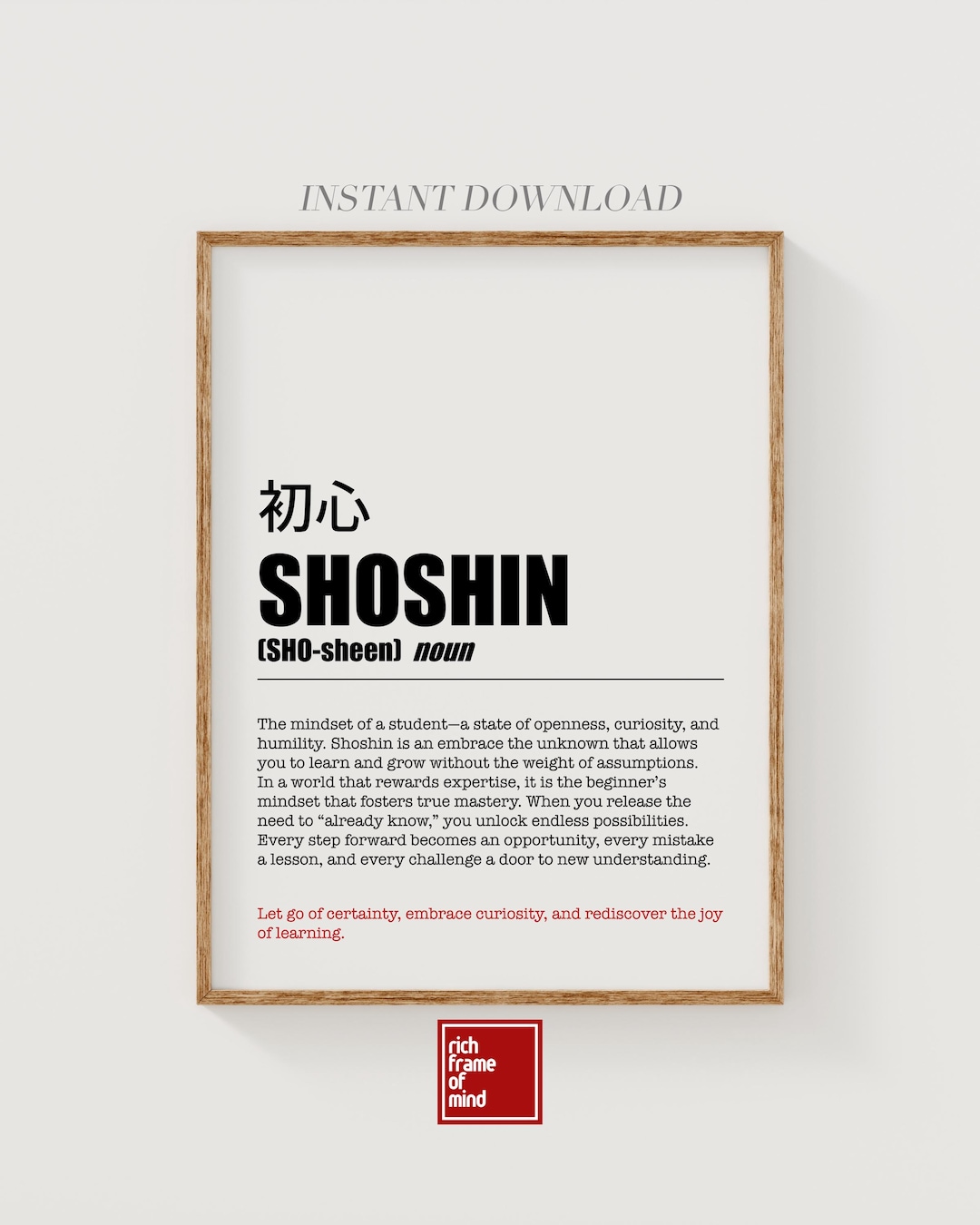 Shoshin Definition Art | Japanese Philosophy Motivational Quote ...