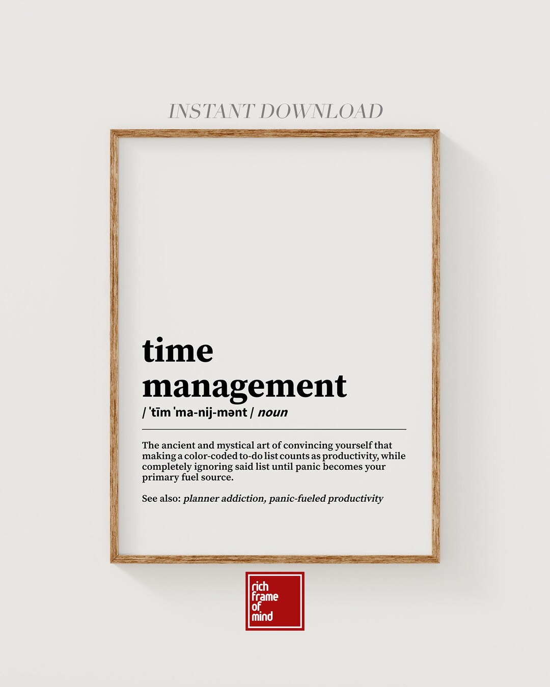 Time Management Funny Definition Poster Humor | Digital Download ...