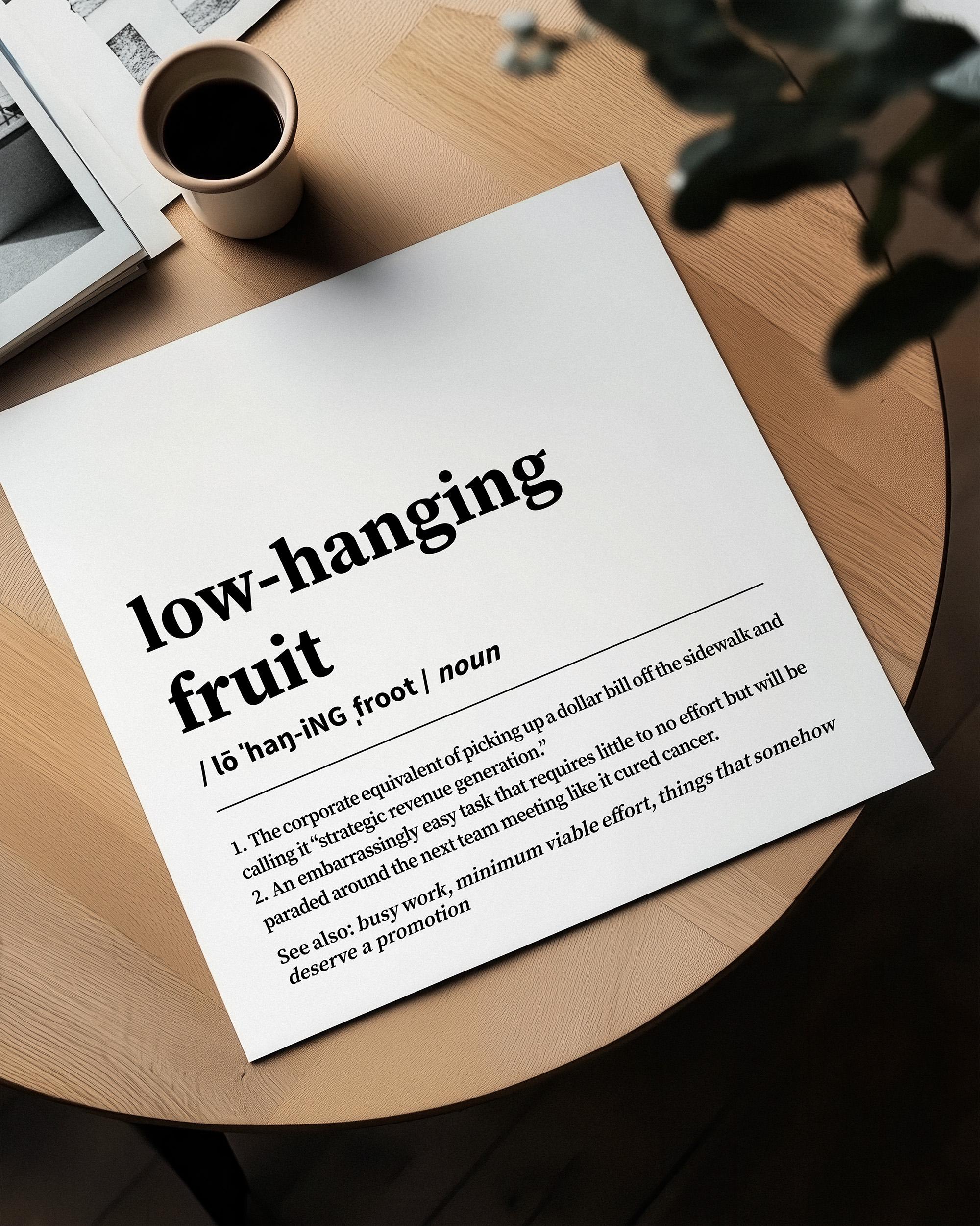 Low Hanging Fruit Funny Definition Poster | DIGITAL DOWNLOAD ...