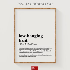 Low Hanging Fruit Funny Definition Poster | DIGITAL DOWNLOAD ...