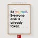 Be Yourself Quote Poster | Oscar Wilde Rainbow Typography Print ...