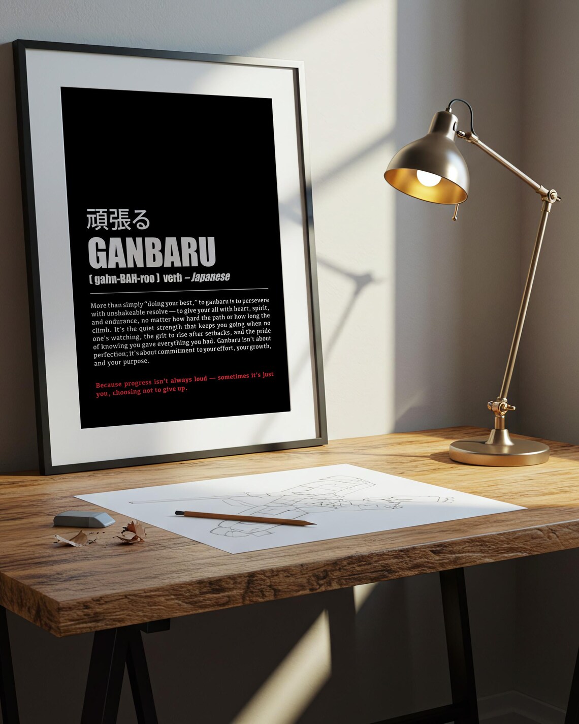 Ganbaru Japanese Definition Poster | Printable Download Wall Art ...