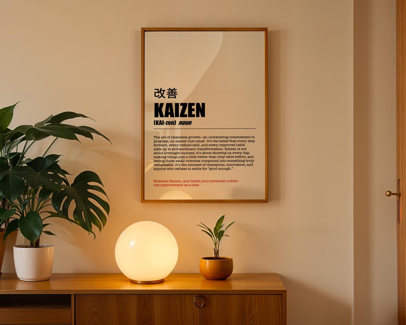 Kaizen Definition Printable Wall Art | Japanese Philosophy Motivational ...