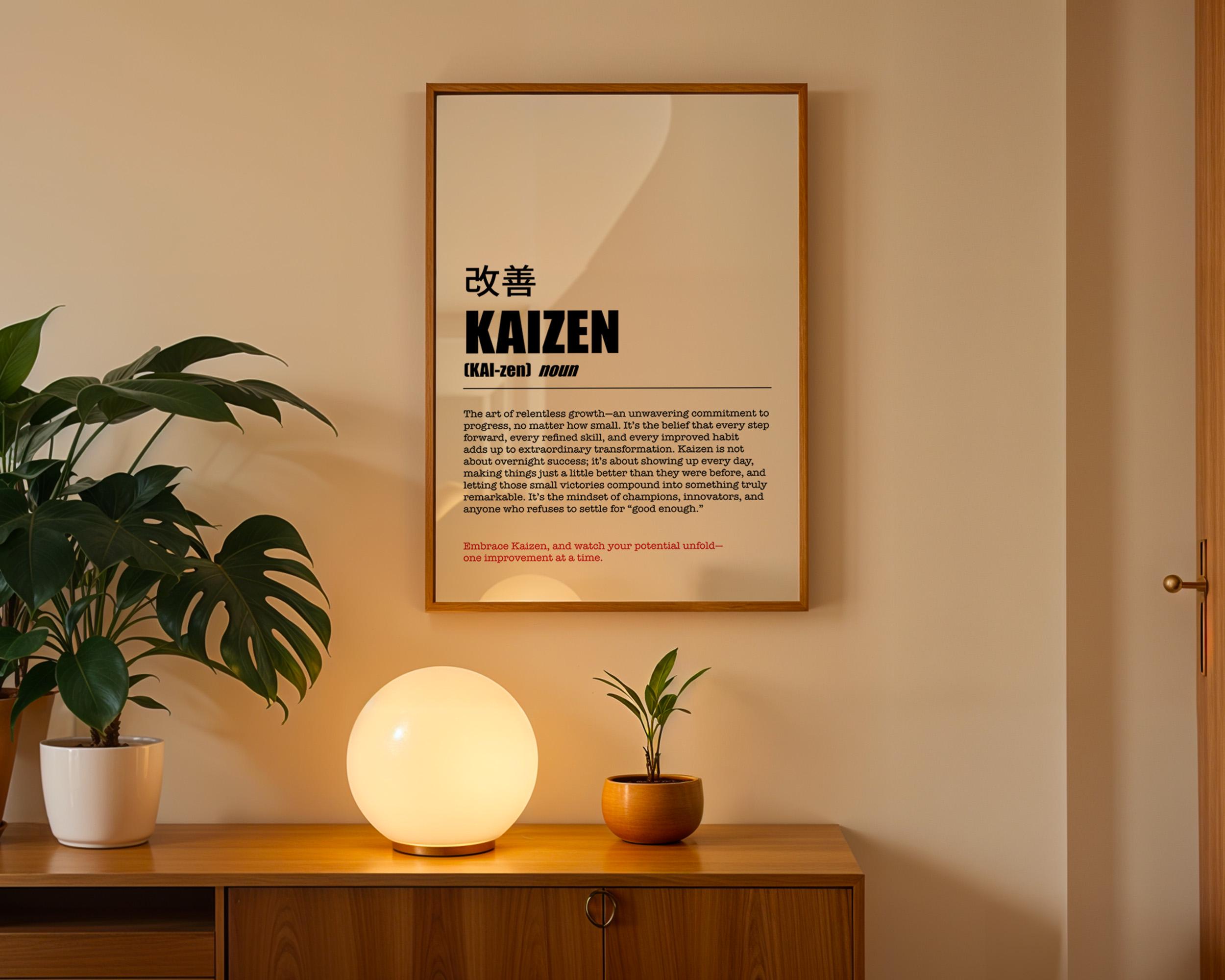 Kaizen Definition Printable Wall Art | Japanese Philosophy Motivational ...