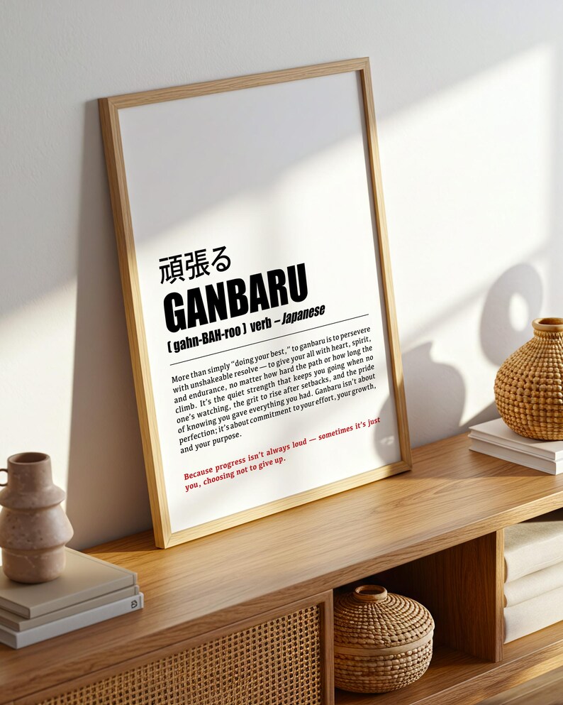 Ganbaru Japanese Definition Poster | Printable Download Wall Art ...