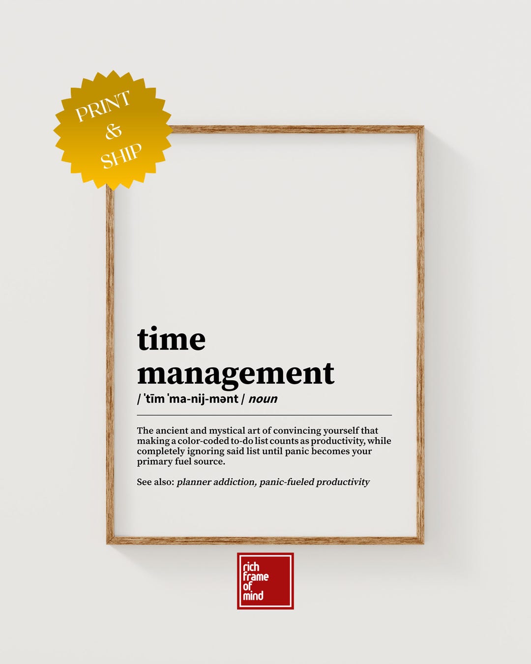 Time Management Funny Definition Poster Humor | Print on Demand ...