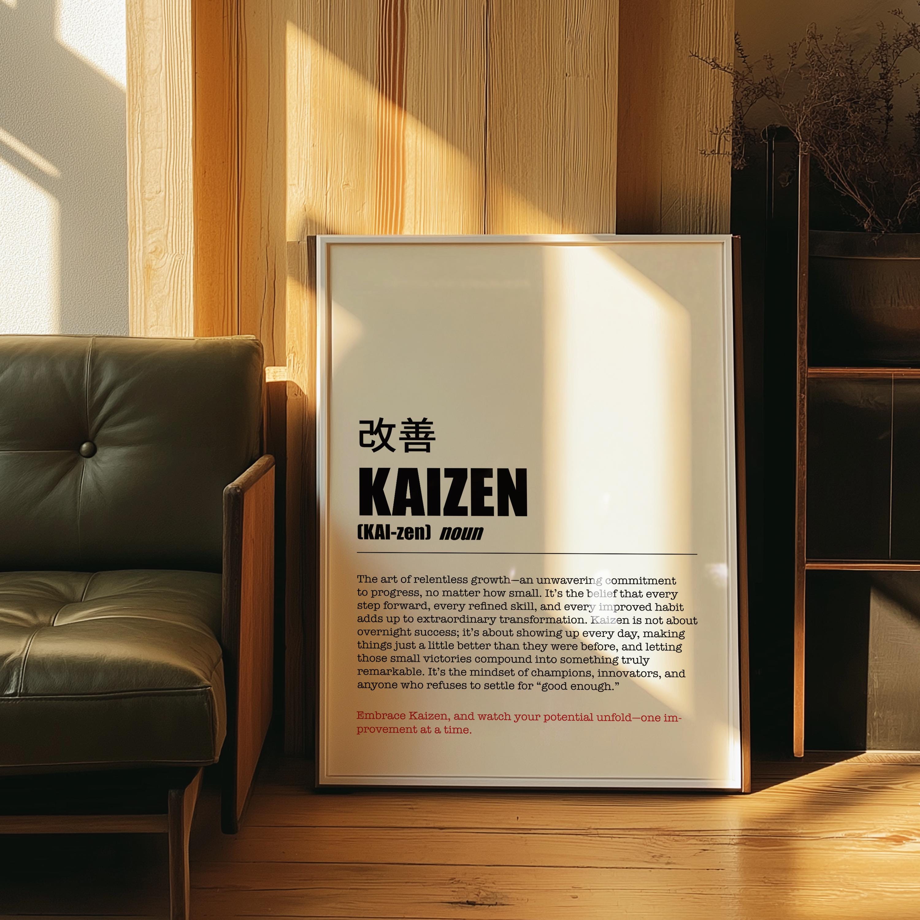 Kaizen Definition Printable Wall Art | Japanese Philosophy Motivational ...