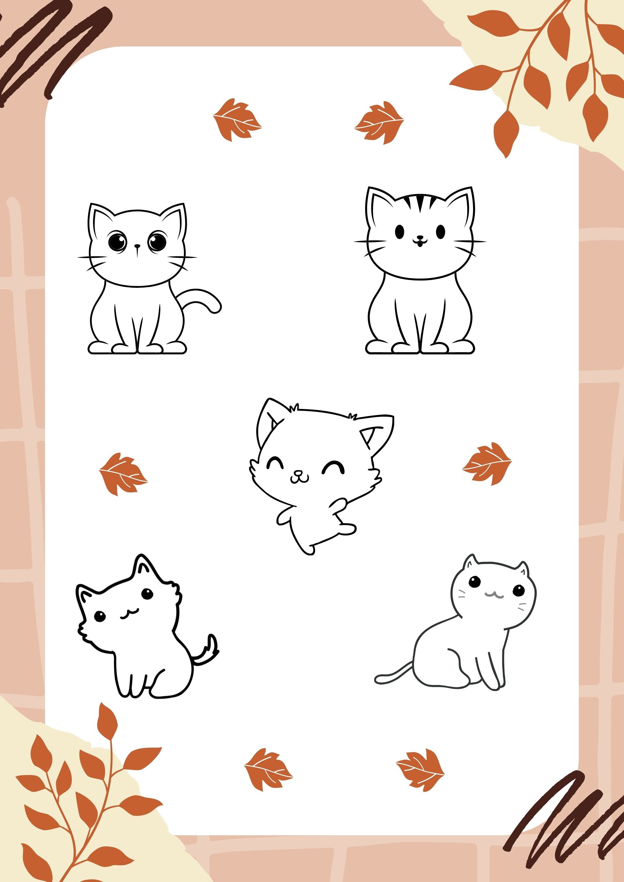 Coloring Cat Pages I Cats I 5 Simple Cats I Digital Coloring Pages - Etsy